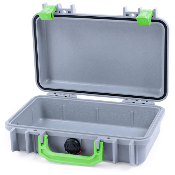 Pelican 1170 Case, Silver with Lime Green Handle & Latches