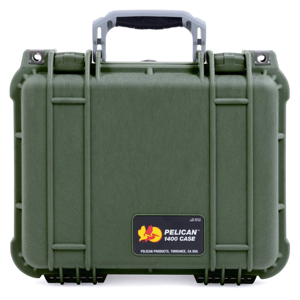 OD Green & Silver Pelican 1400 Protector Case