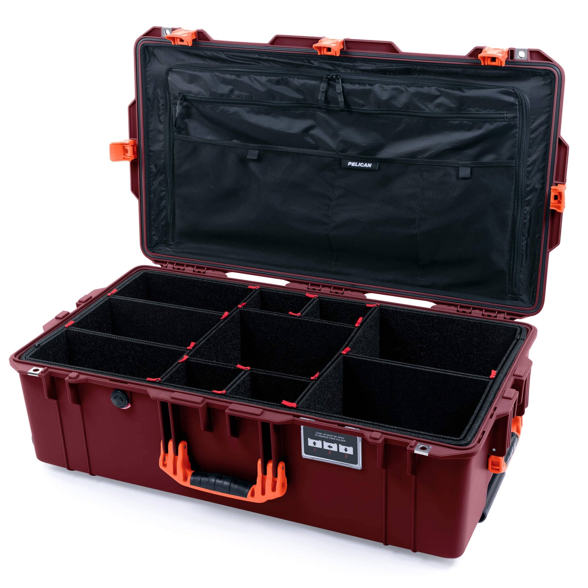Pelican 1615 Air Case, Oxblood with Orange Handles & Latches